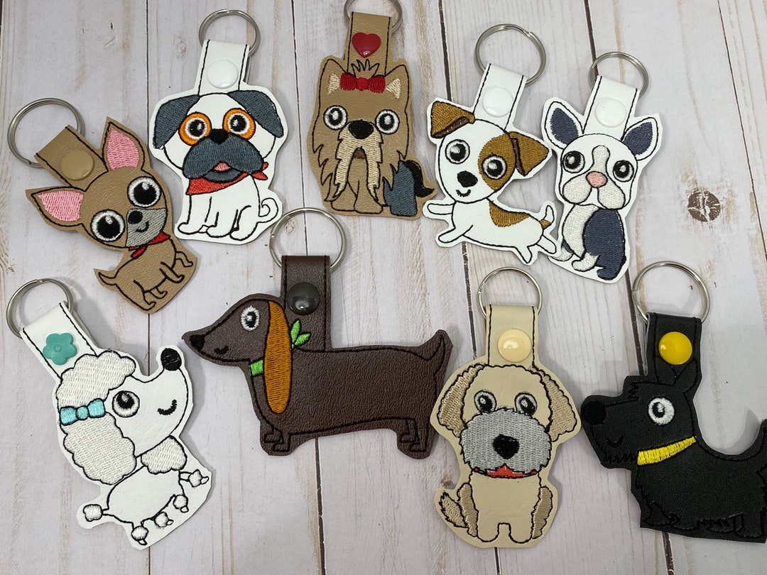 Small Dog Snap Tab Key Fob, Dog Keychain, Zipper Pull, Key Chain ...