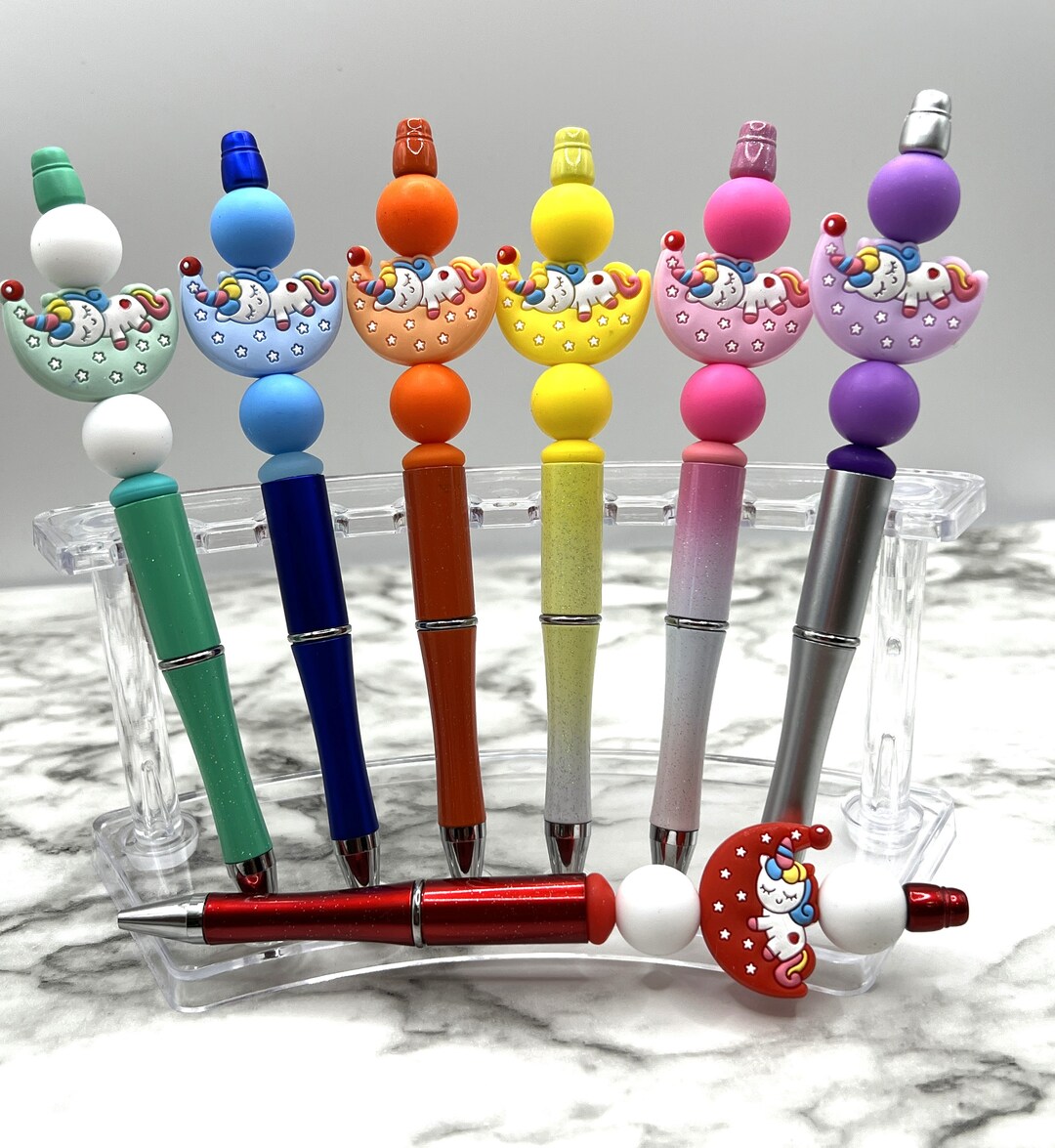 Unicorn Moon Silicone Bead Pen, Beaded Custom Made Pen, Silicone Beaded ...
