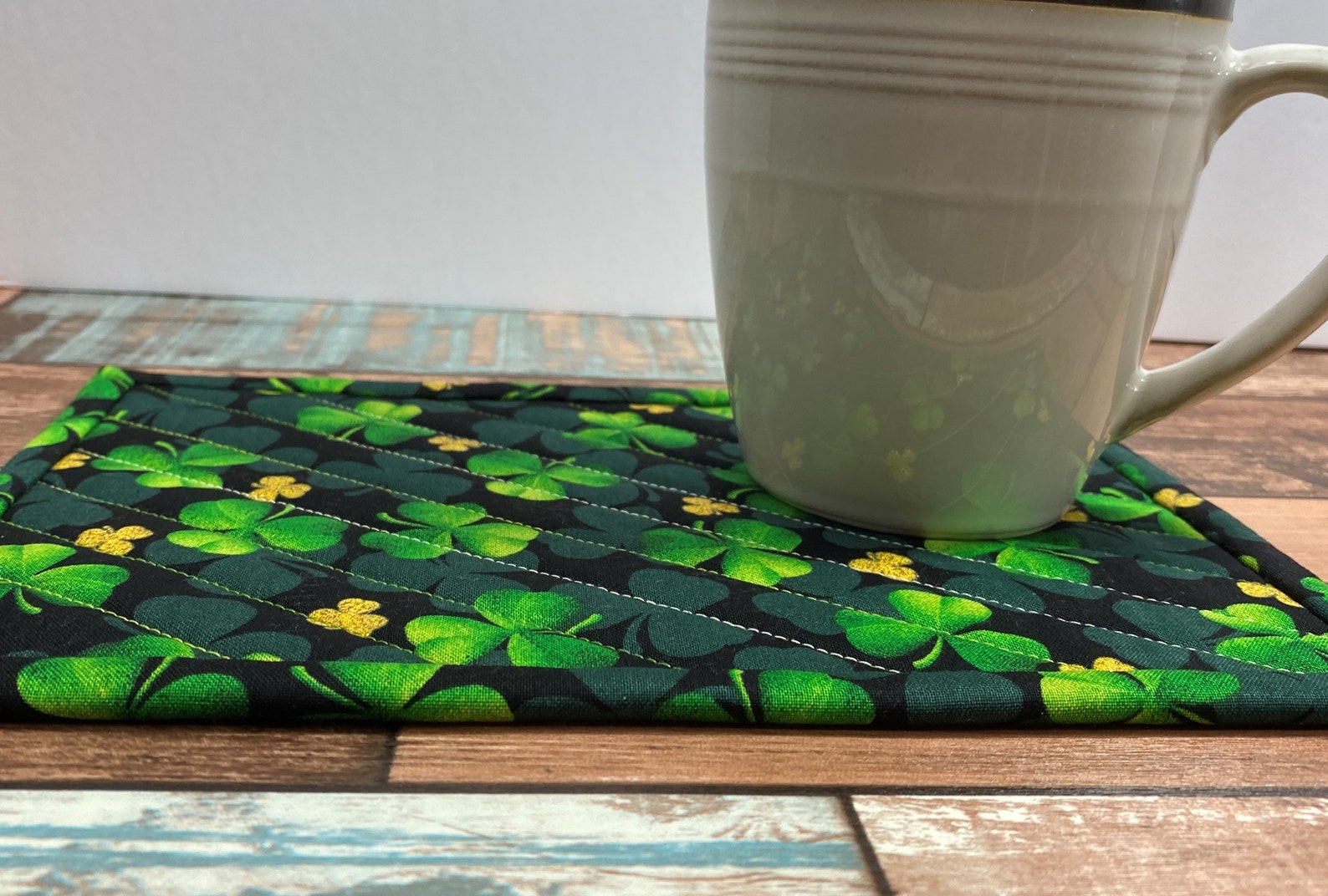St. Patrick's Day Shamrock Design Mug Rug Table Mat | Etsy