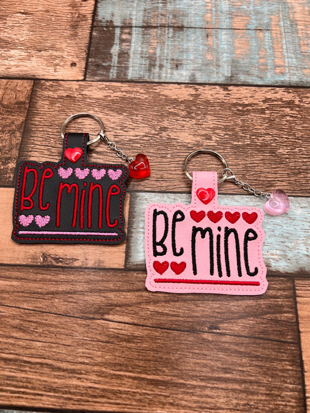 Be Mine Vinyl Snap Tab Key Fob With Heart Charm - Etsy