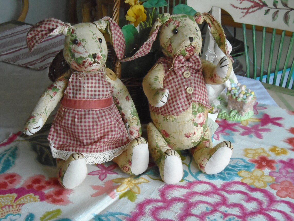 Calico Rabbits Stuffed 15 Bunnies 1 Bunny W/lace - Etsy