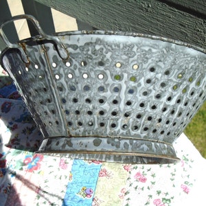 Graniteware Colander 10" Grey Enamelware Strainer 2 Handles Nice for ...