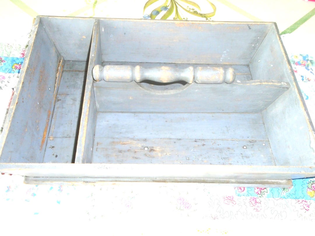 Wood Utensil Knife Tray Wood Cutlery Tray, Divided Knife Box, Rustic ...