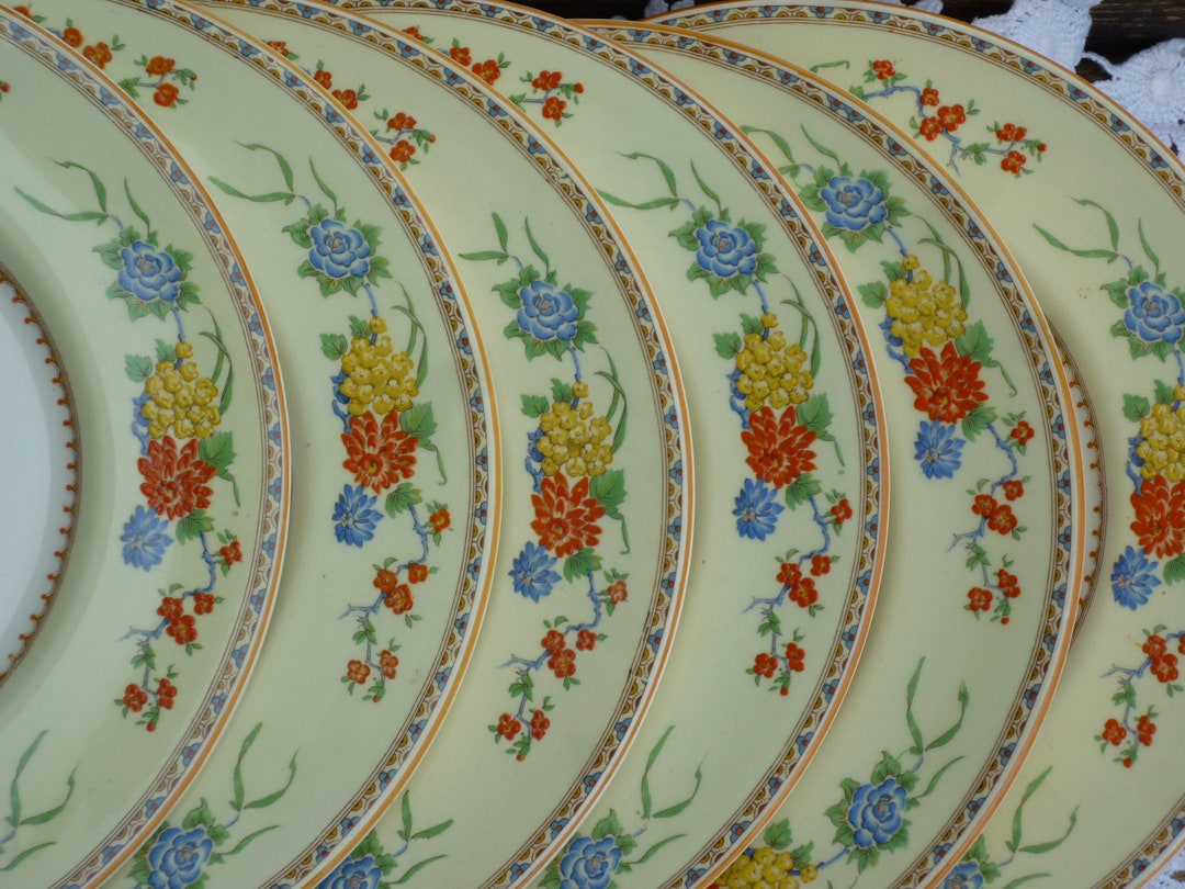 Myott Staffordshire Dinner Plates. 8 Gorgeous Cortez Orange & Yellow ...
