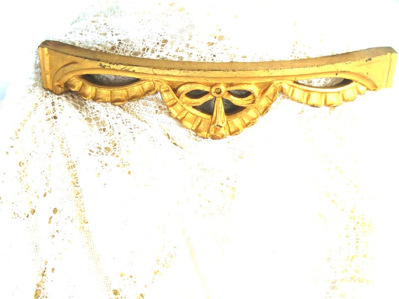 Decorative Trim, Ruffled W/bow, Wood Trim. Gold Salvaged Piece. Pretty ...