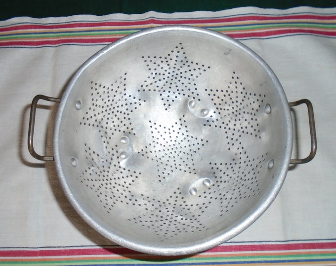 Vintage Aluminum Star Colander, Strainer. Star Punched Tin Colander ...