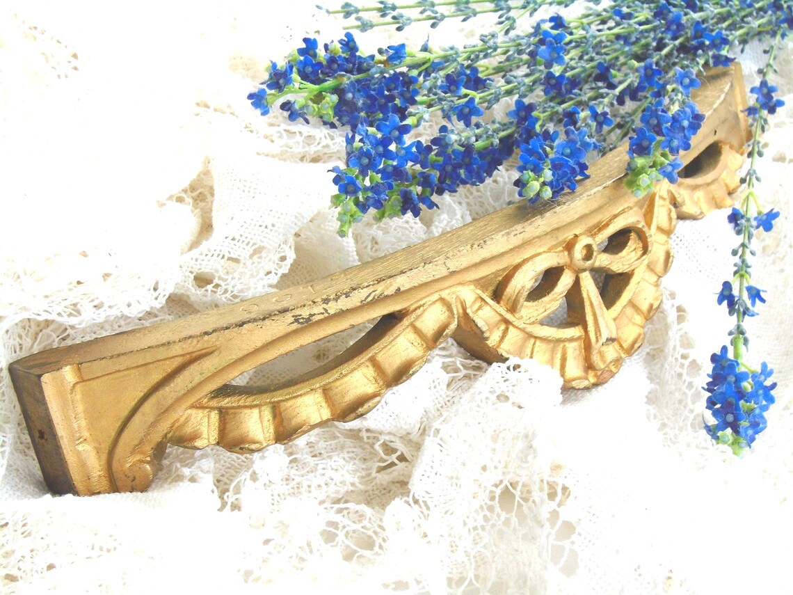 Decorative Trim, Ruffled W/bow, Wood Trim. Gold Salvaged Piece. Pretty ...
