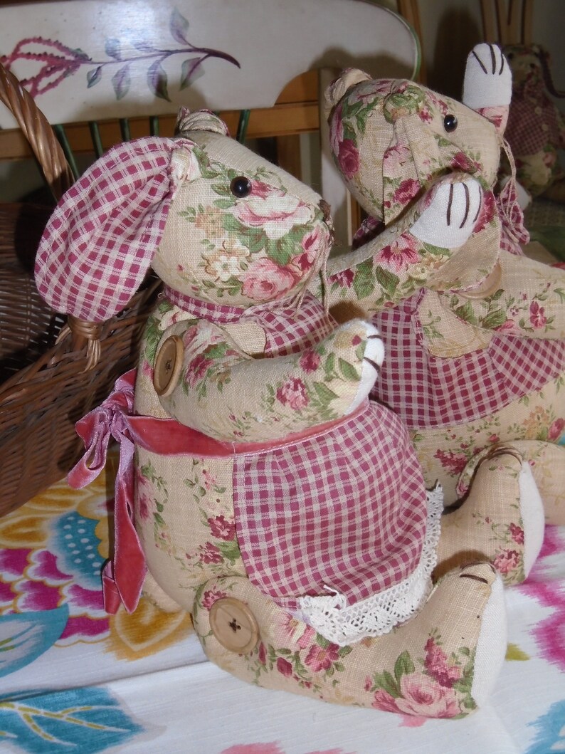 Calico Rabbits Stuffed 15 Bunnies 1 Bunny W/lace - Etsy