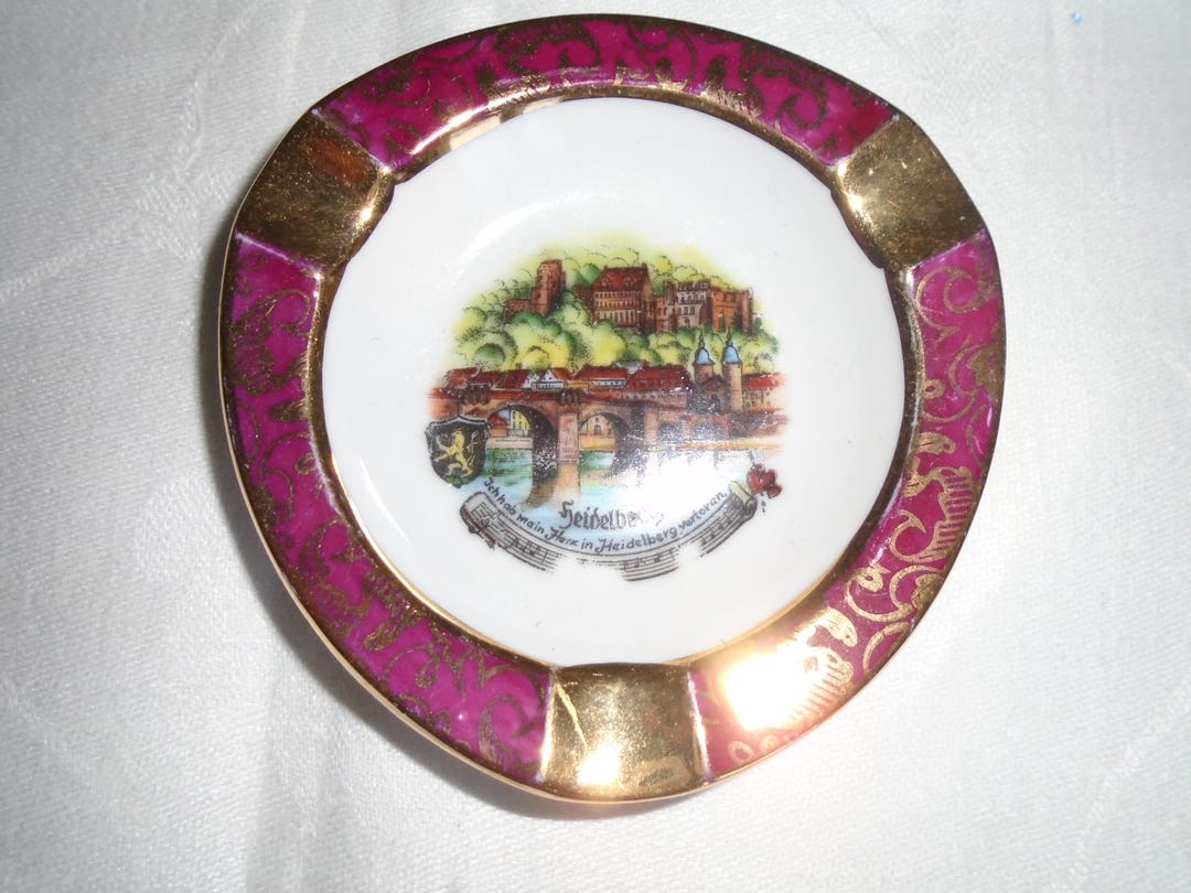 Heidelberg, Souvenir Ashtray, Vintage Gold Trim Porcelain Ashtray ...
