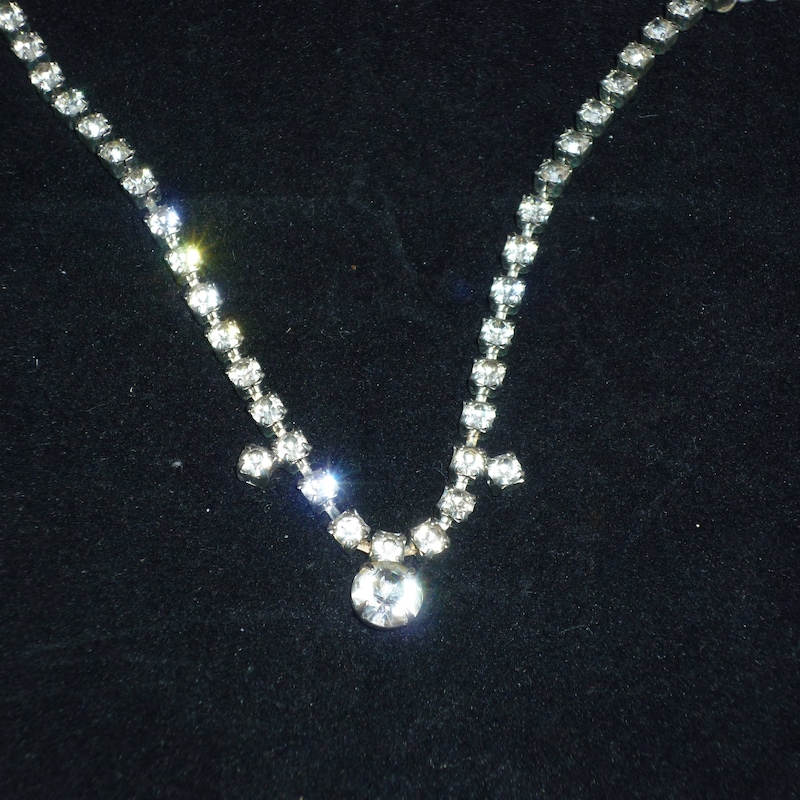 Rhinestone Necklace - Etsy