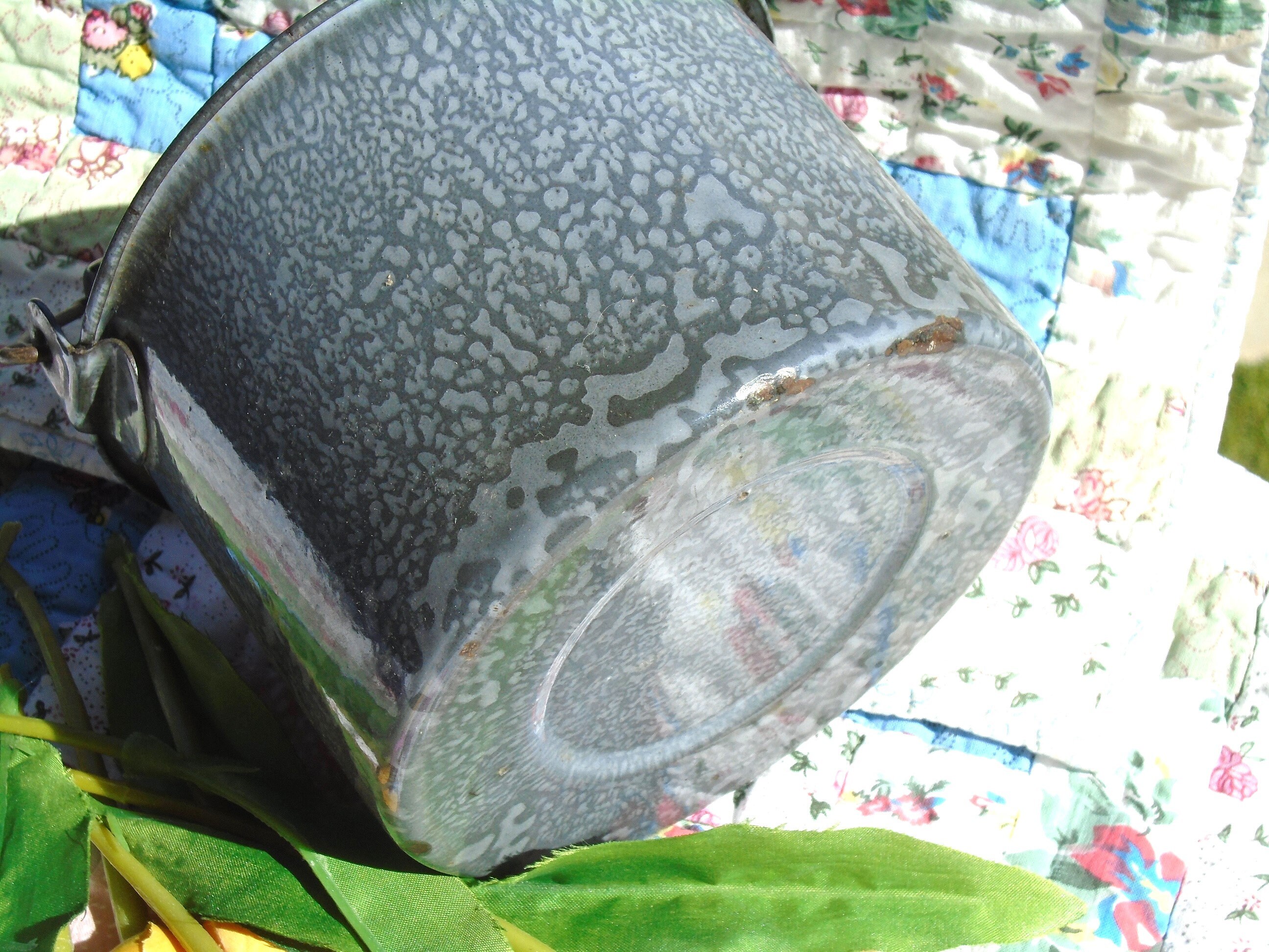Graniteware Berry Bucket, Grey Graniteware Berry Bucket or Pail, 4.25 ...
