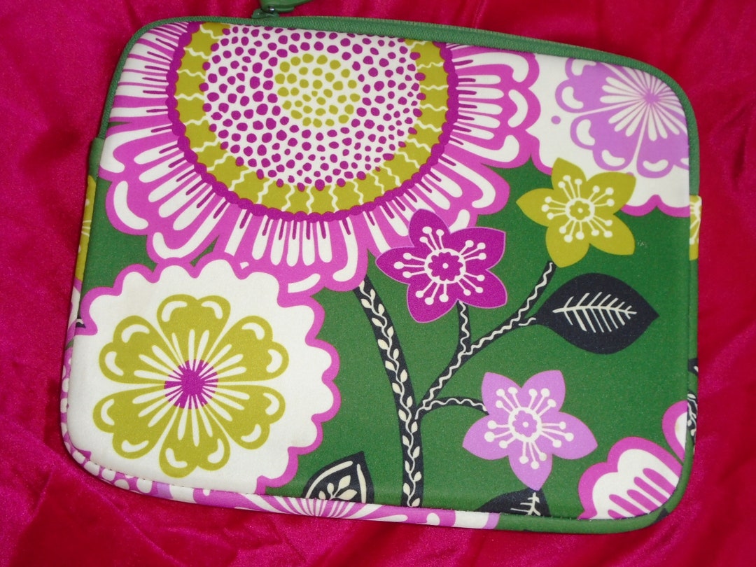 Vera Bradley Tablet Case, Magenta Pink and Lime Green Flowers on Green ...