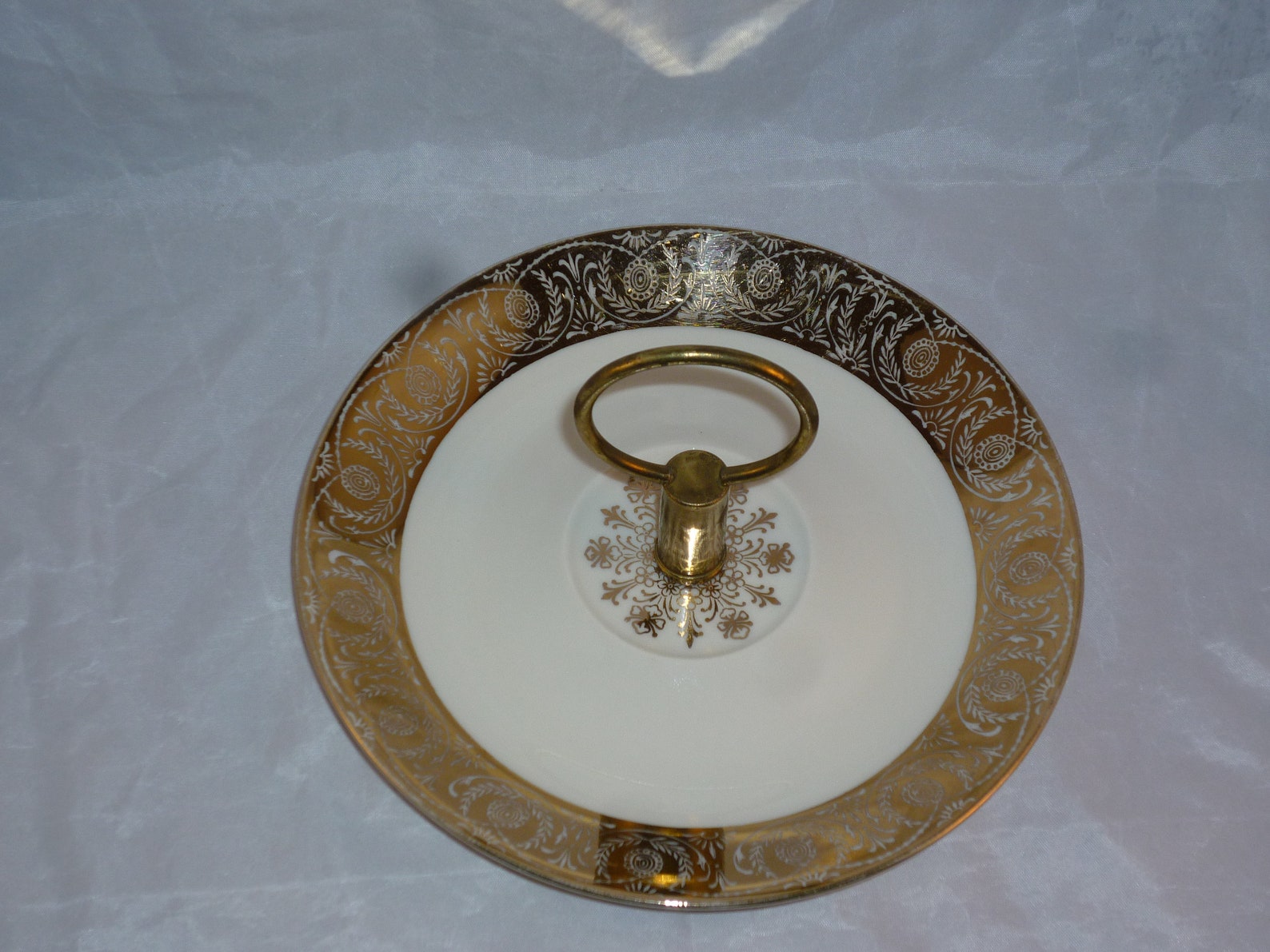 Tidbit Server Center Handle 23KT GOLD Border. Gold - Etsy