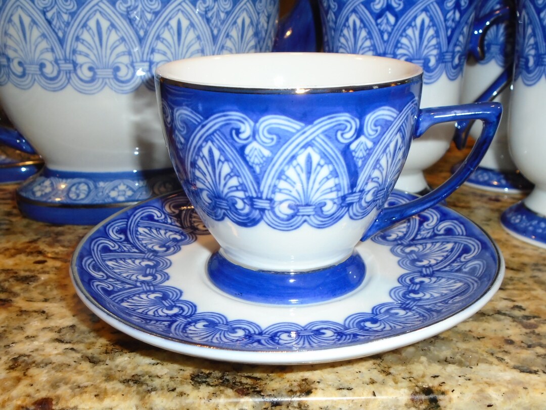 Bombay Cup and Saucer Set, "arabesque Tile" Collection, Deep Cobalt ...