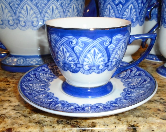 Bombay Cup and Saucer Set, "arabesque Tile" Collection, Deep Cobalt ...