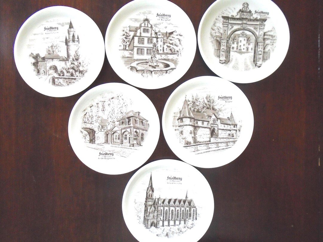 Porcelain Coasters, Furstenberg Souvenir 4" Coasters, Set of 6. Brown ...