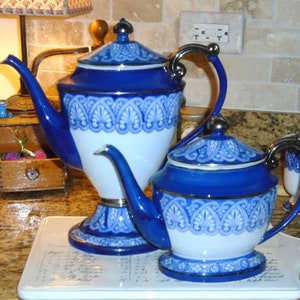 BOMBAY Coffee Pot, arabesque Tile Collection, Deep Cobalt Blue and ...