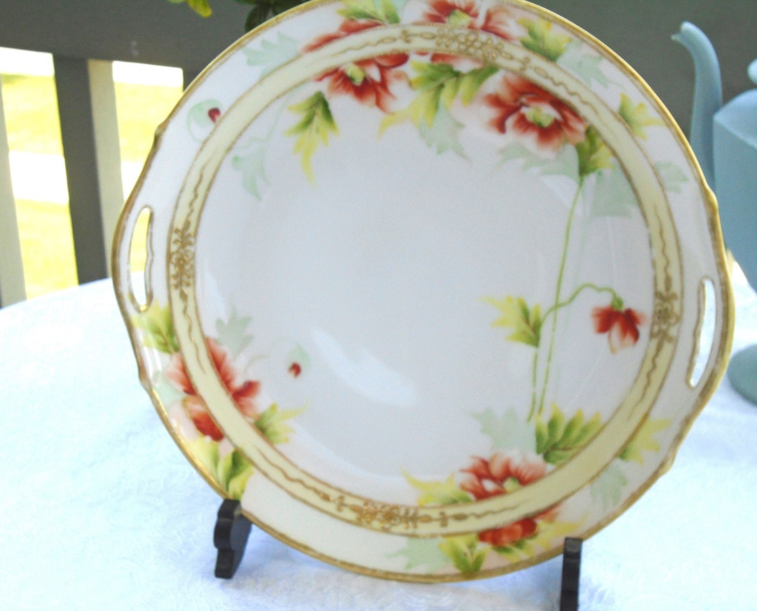 Nippon Cake Plate, Morimura Bros. Fine Porcelain 9-5/8 Handled Cake ...