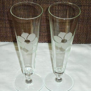 Etched Pilsner Parfait Tapered Glasses Short Stemmed Set. These Measure ...