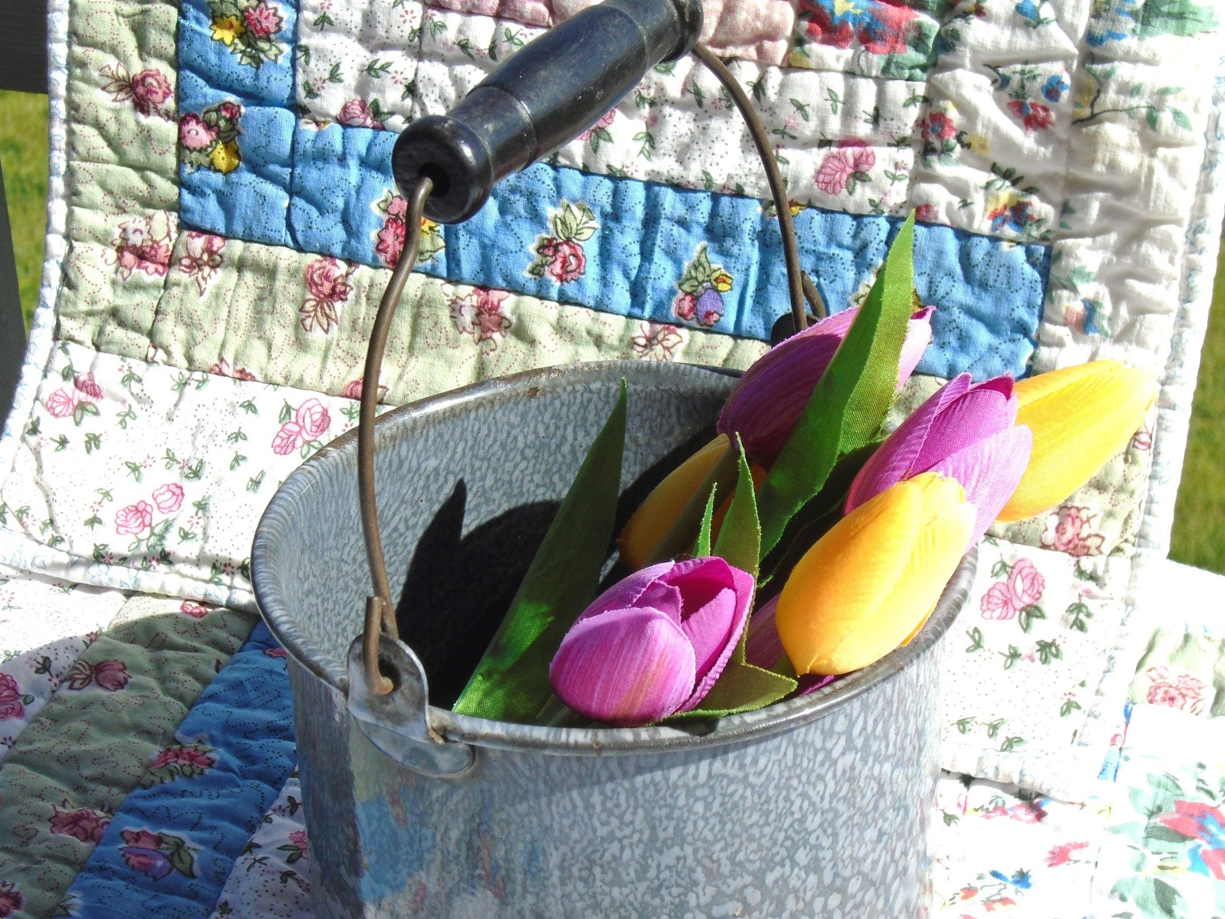 Graniteware Berry Bucket, Grey Graniteware Berry Bucket or Pail, 4.25 ...