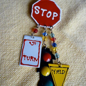 Traffic Signs, Enamel Pin, STOP Sign With Three Hanging Signs. Traffic ...