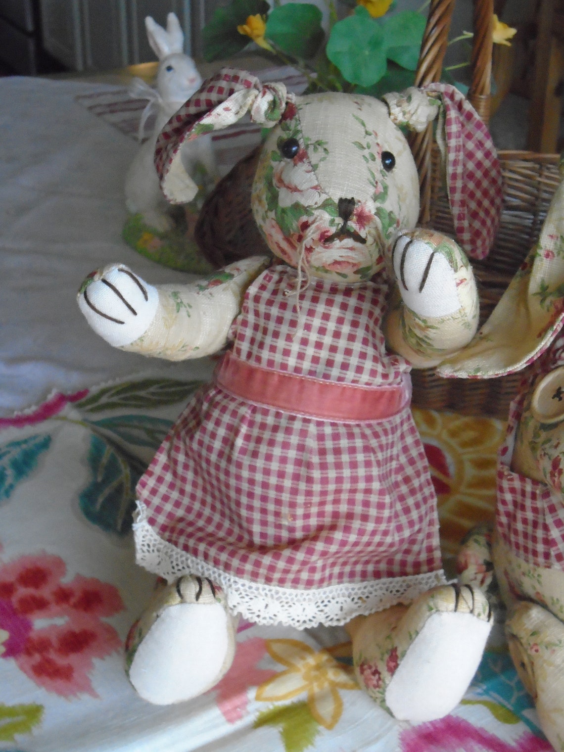 Calico Rabbits Stuffed 15 Bunnies 1 Bunny W/lace - Etsy