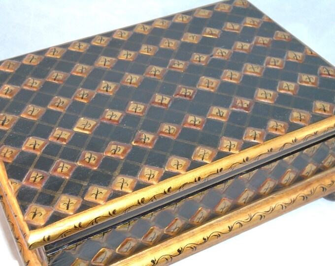 Hand Painted Decorative Wood Box Table Desktop Storage - Etsy