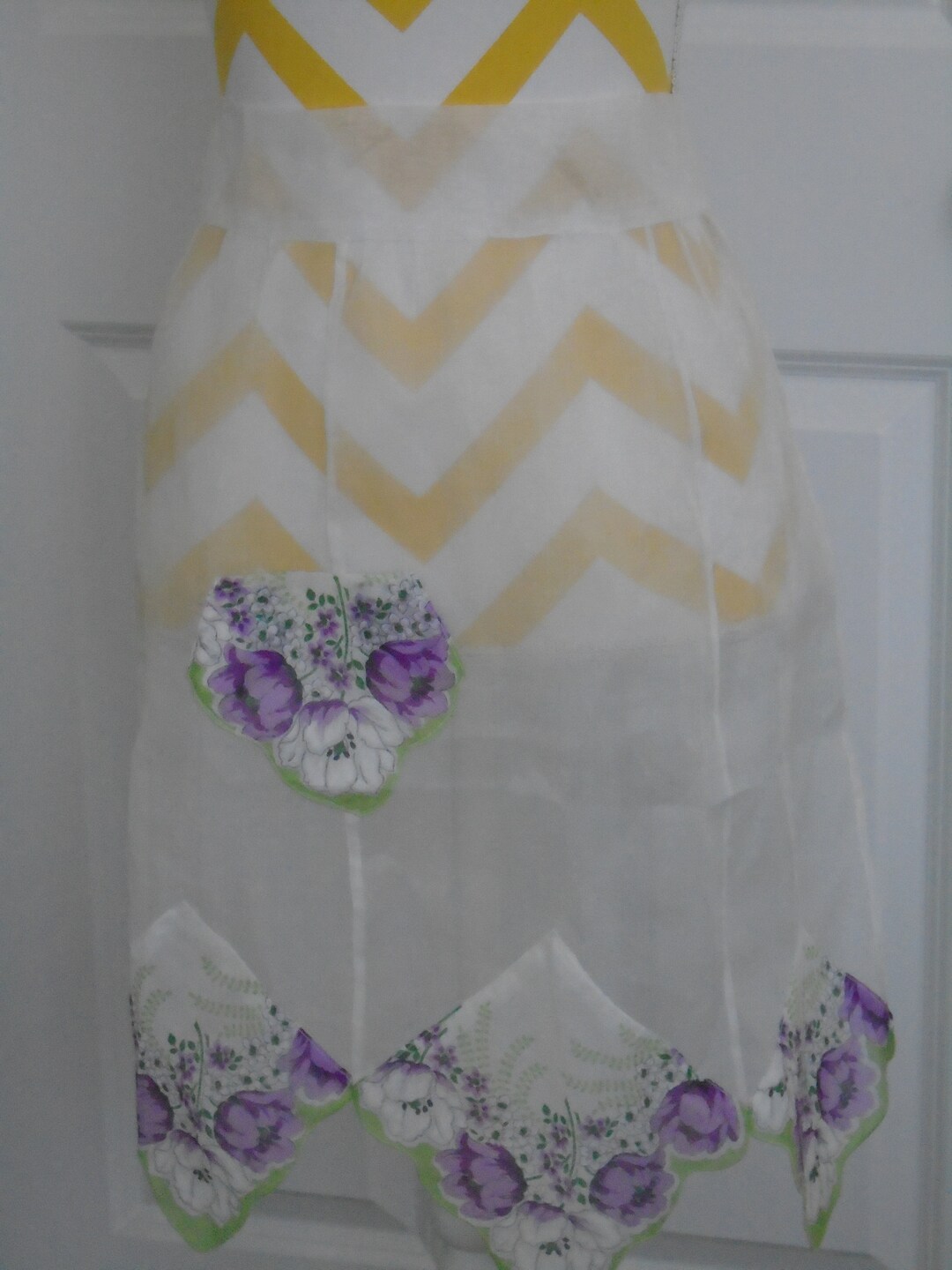 Hankie Apron, Lady's Hostess ORGANDY HALF APRON Purple Hankie Border ...