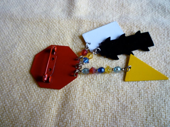 Traffic Signs, Enamel pin, STOP sign with three hangi… - Gem