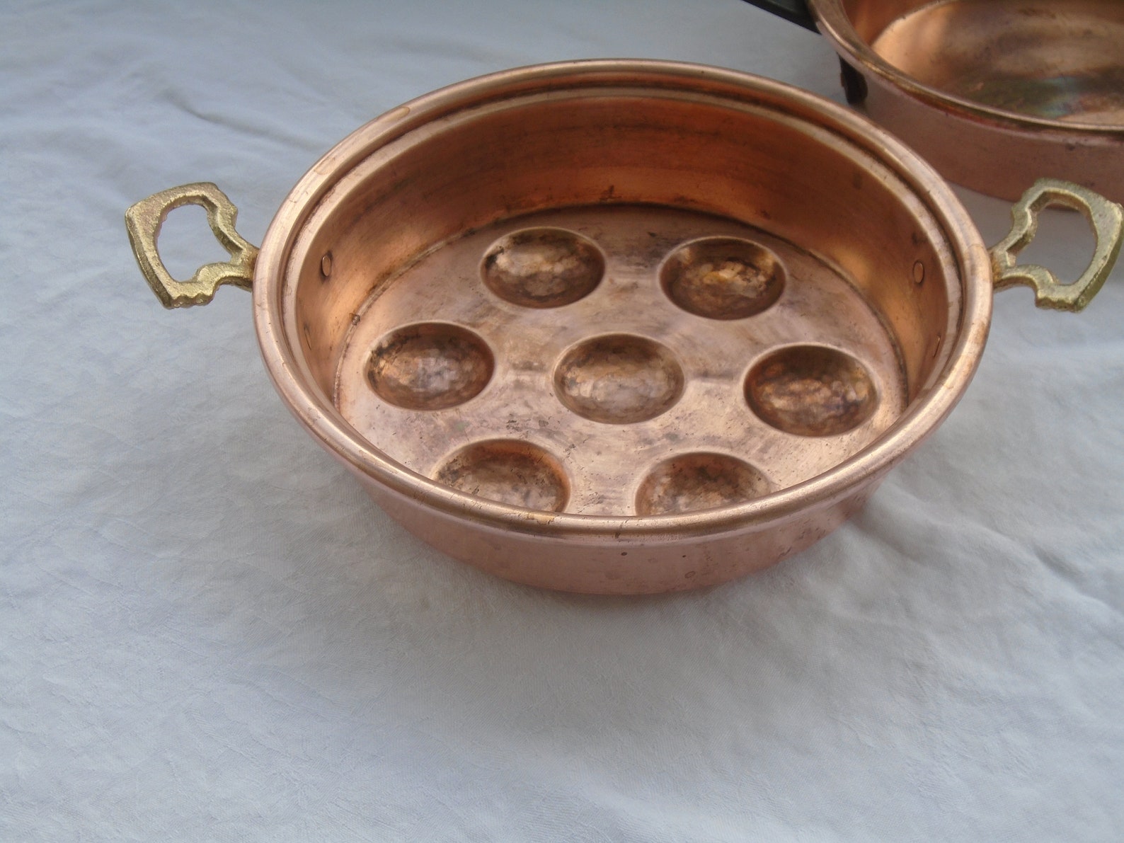 Copper Escargot Pan W/ Handles Ebelskiver Pan Egg Poaching - Etsy