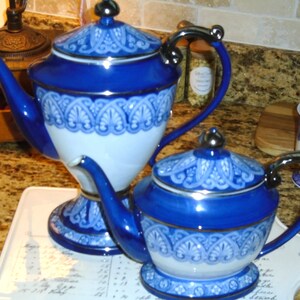 BOMBAY Coffee Pot, arabesque Tile Collection, Deep Cobalt Blue and ...