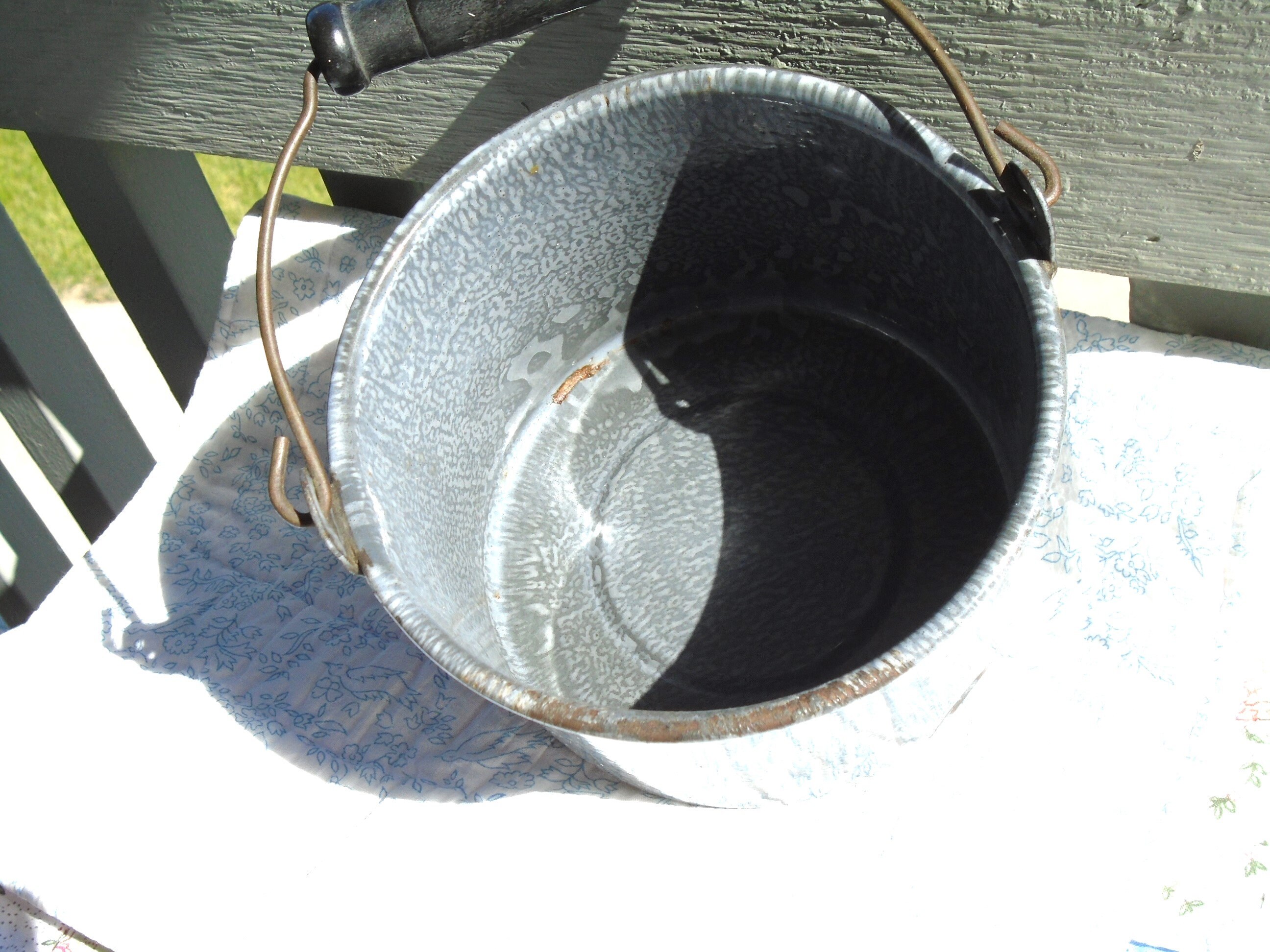 Graniteware Berry Bucket, Grey Graniteware Berry Bucket or Pail, 4.25 ...