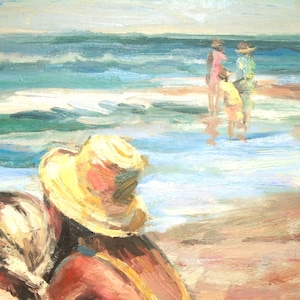 Claude-marie Buford, A Day at the Beach, Mom, Two Girls on Sandy Beach ...