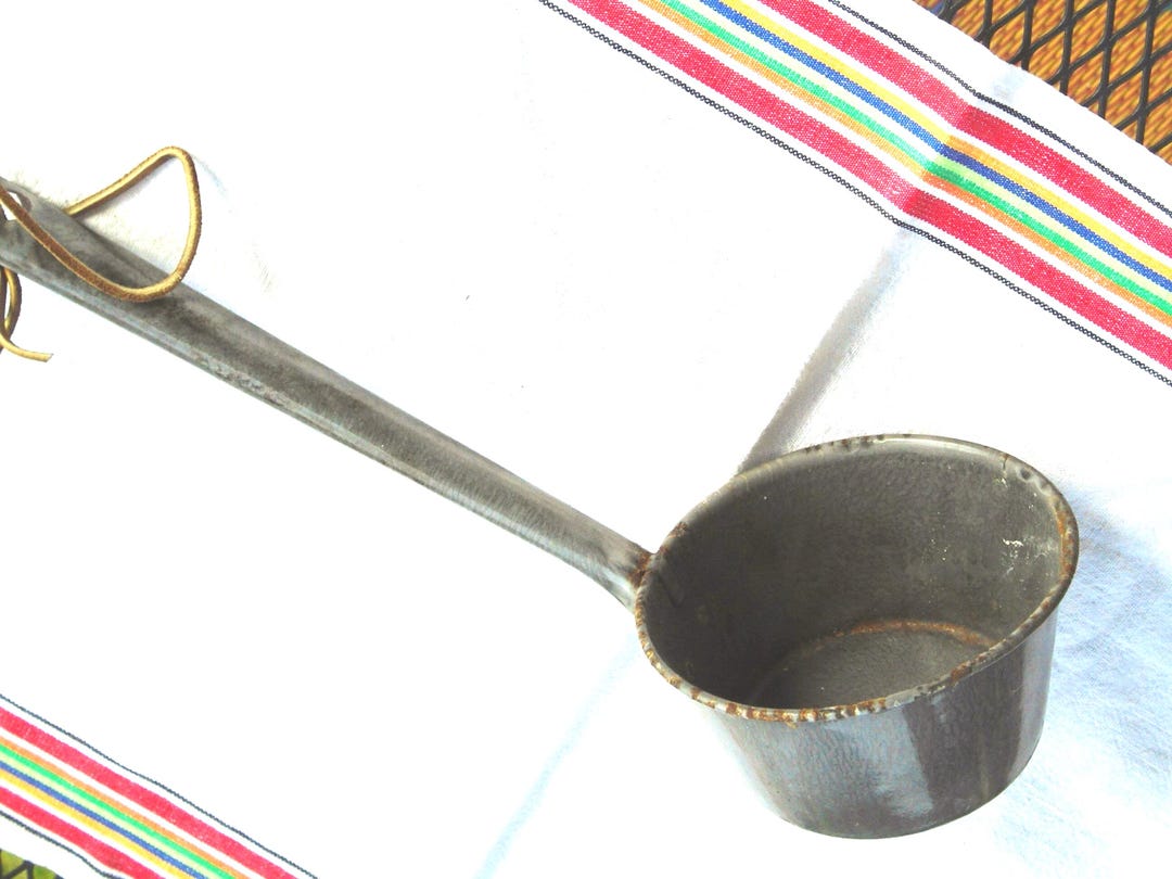Grey Water Dipper, Graniteware Enamel, Large Water Ladle, Soup Ladle ...