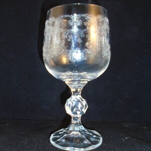 Bohemia Crystal, Cascade Pattern Etched Glass. Vintage Needle Etched ...