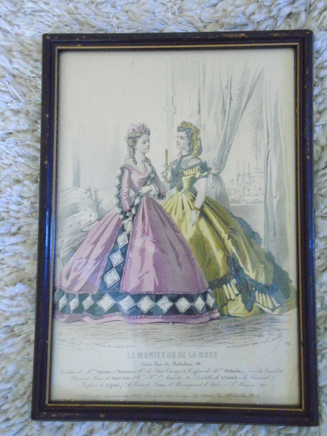 Antique Jules David Fashion Plate. Framed Print for Le Moniteur De La ...