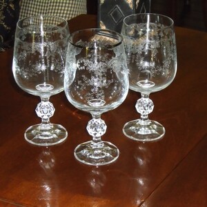 Bohemia Crystal, Cascade Pattern Etched Glass. Vintage Needle Etched ...