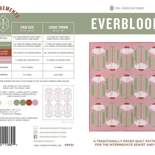 Everbloom Quilt Pattern by Pen and Paper Pattern Paper - Etsy