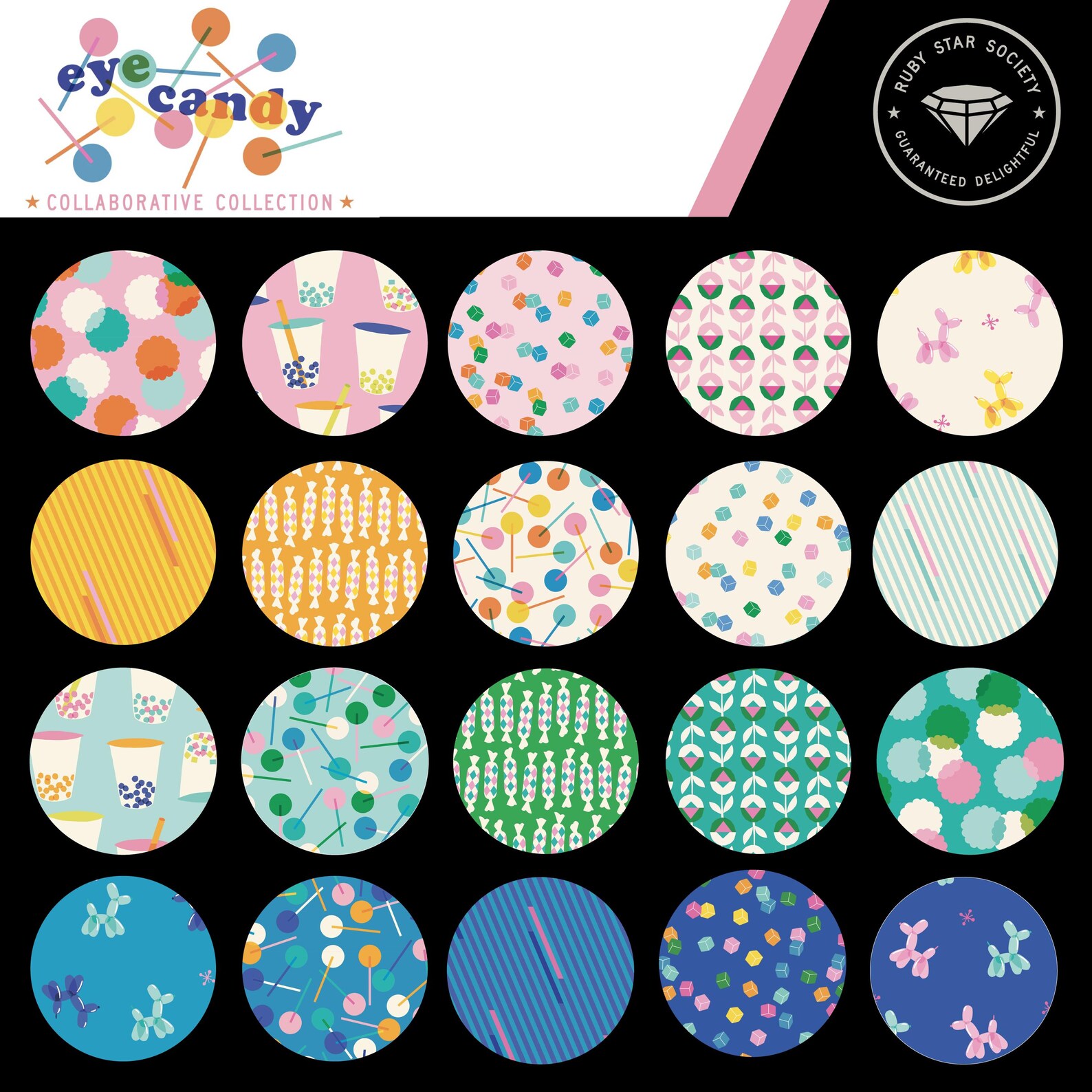 1/2 Yard - Eye Candy - Lollies Novelty, Candy Childrens Party - RS5157 ...