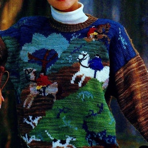 Knitted Fox Hunt Sweater Pattern Digital Download Vintage - Etsy