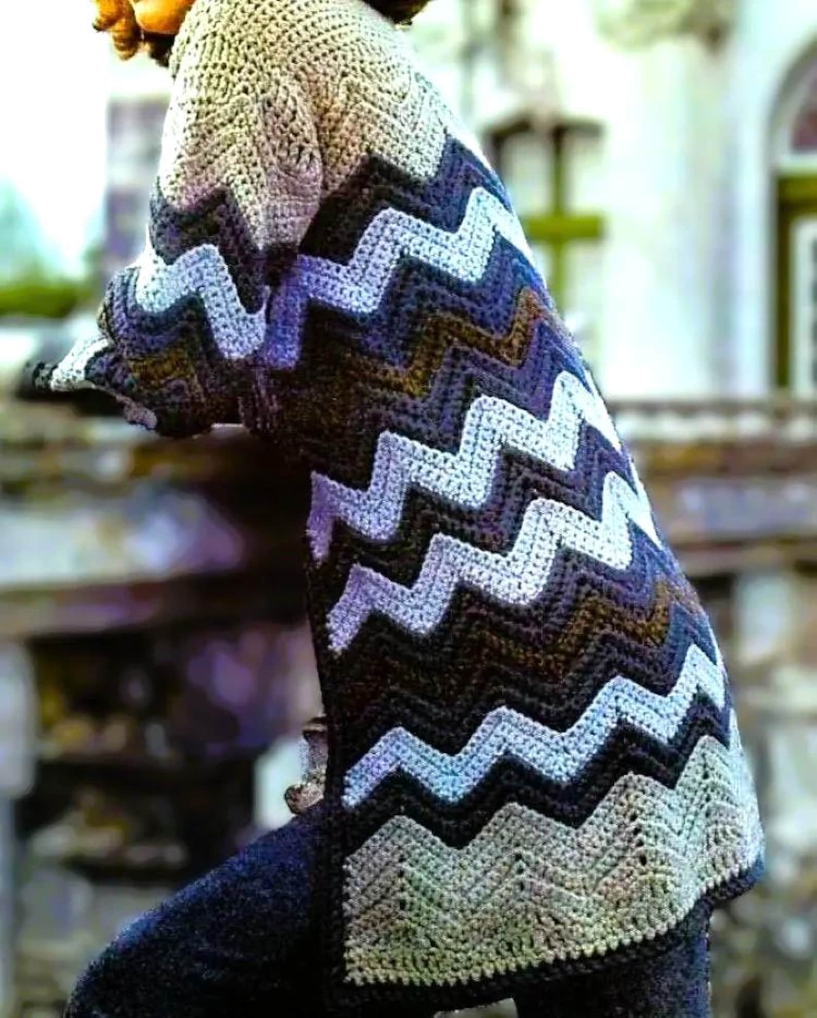Crocheted Chevron Cardigan Sweater Pattern Digital Download Vintage ...