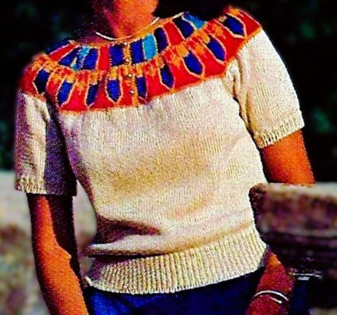 Knitted Egyptian Yoke Top Pattern Digital Download Vintage Knitting ...