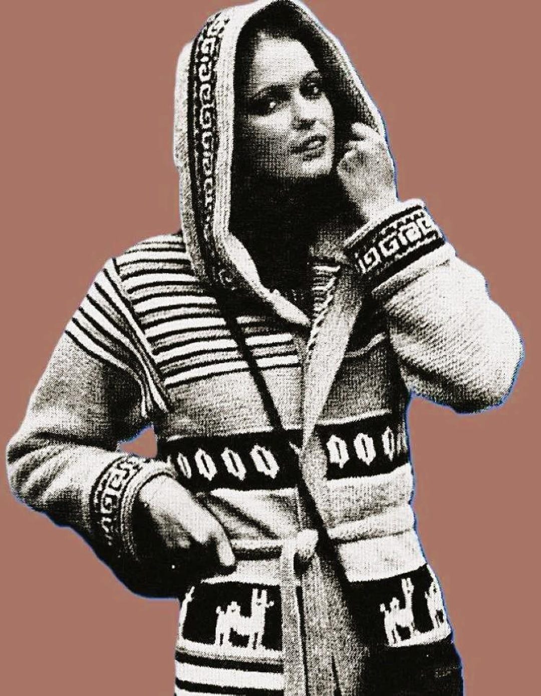 Knitted Peruvian Cardigan Pattern Digital Download Vintage Knitting ...