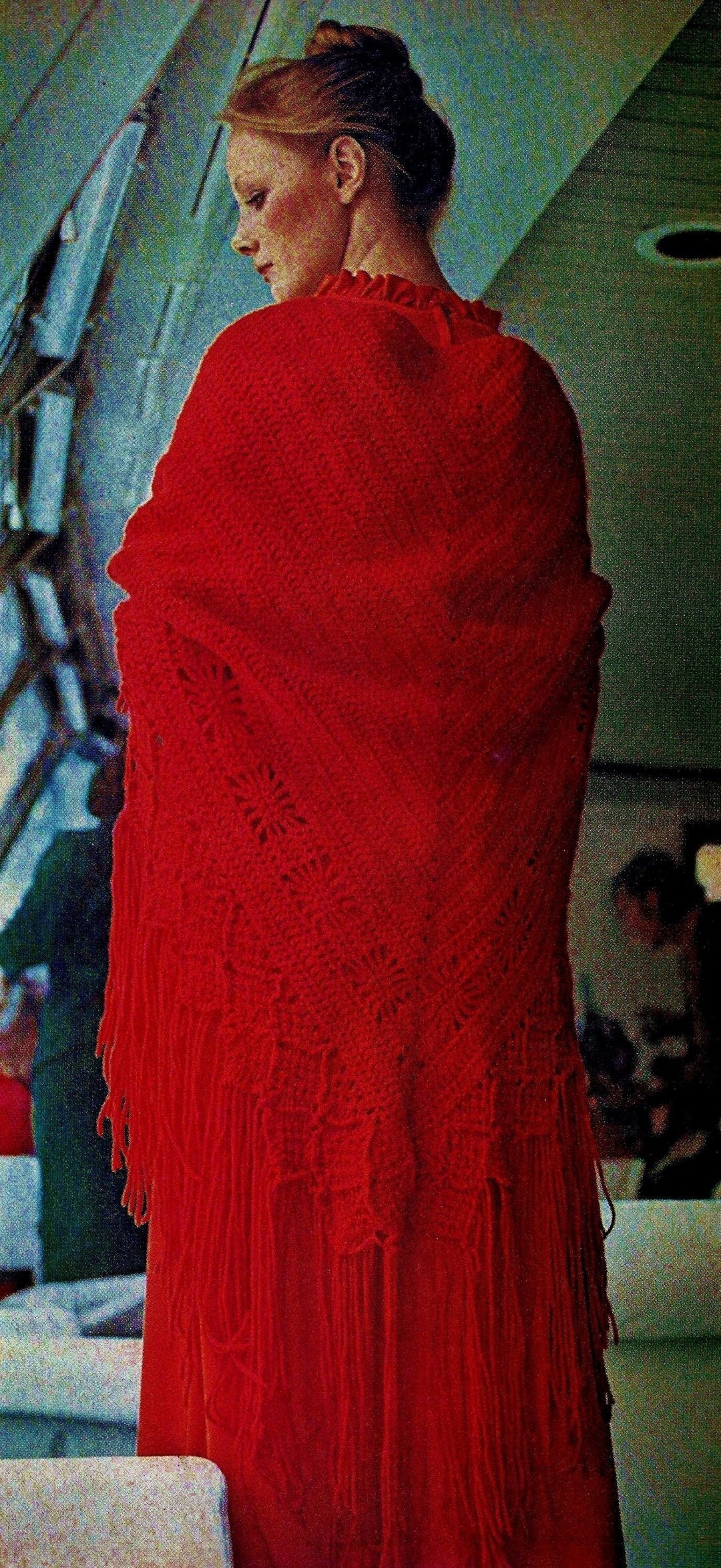 Crocheted Shawl With Macrame Border Pattern Digital Download Vintage ...