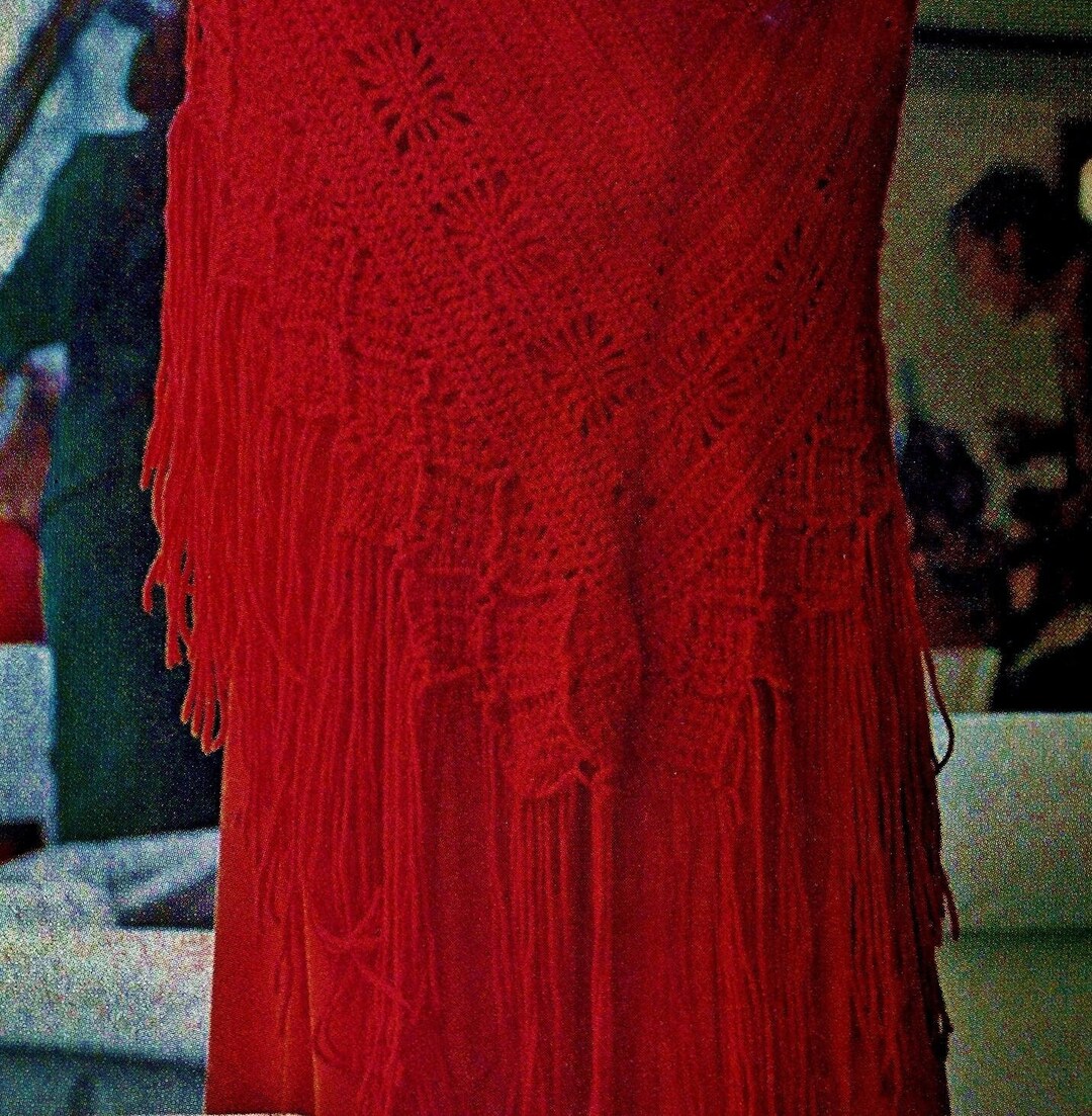 Crocheted Shawl With Macrame Border Pattern Digital Download Vintage ...