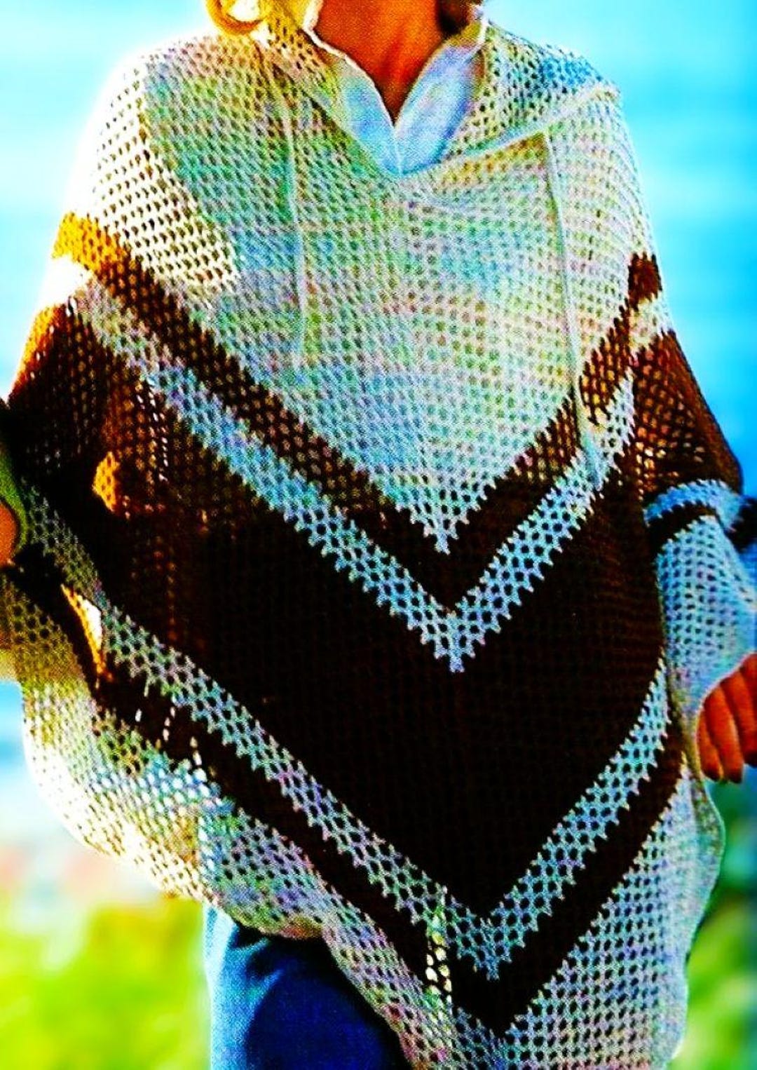 Crocheted Hooded Poncho Pattern Digital Download Vintage Crochet ...
