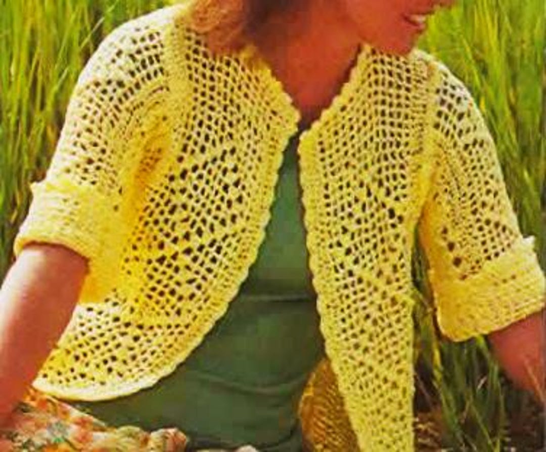 Crocheted Diamond Lace Jacket Pattern Digital Download Vintage Crochet ...