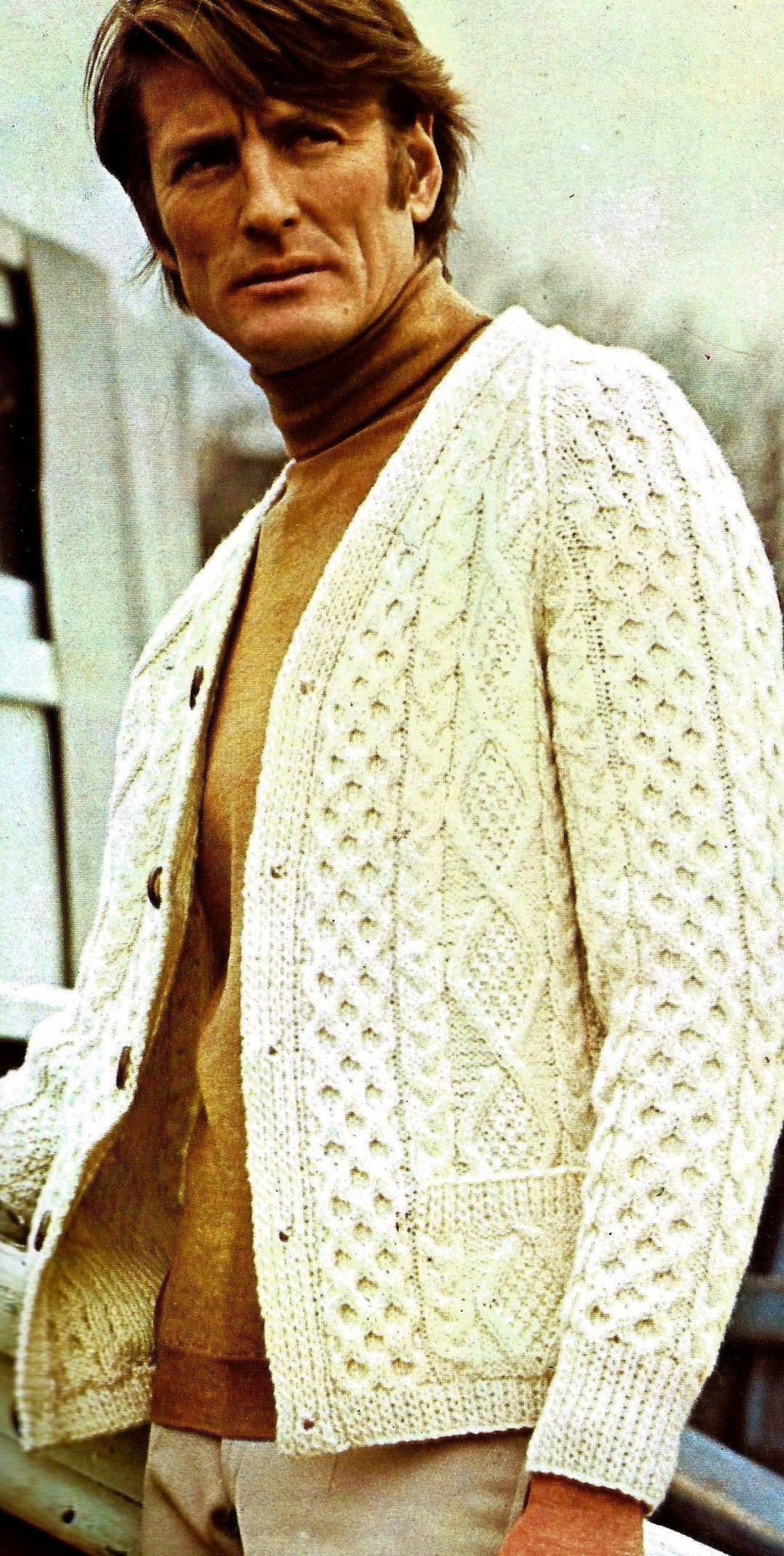 Knitted Men's Aran Cardigan Pattern Digital Download - Etsy UK