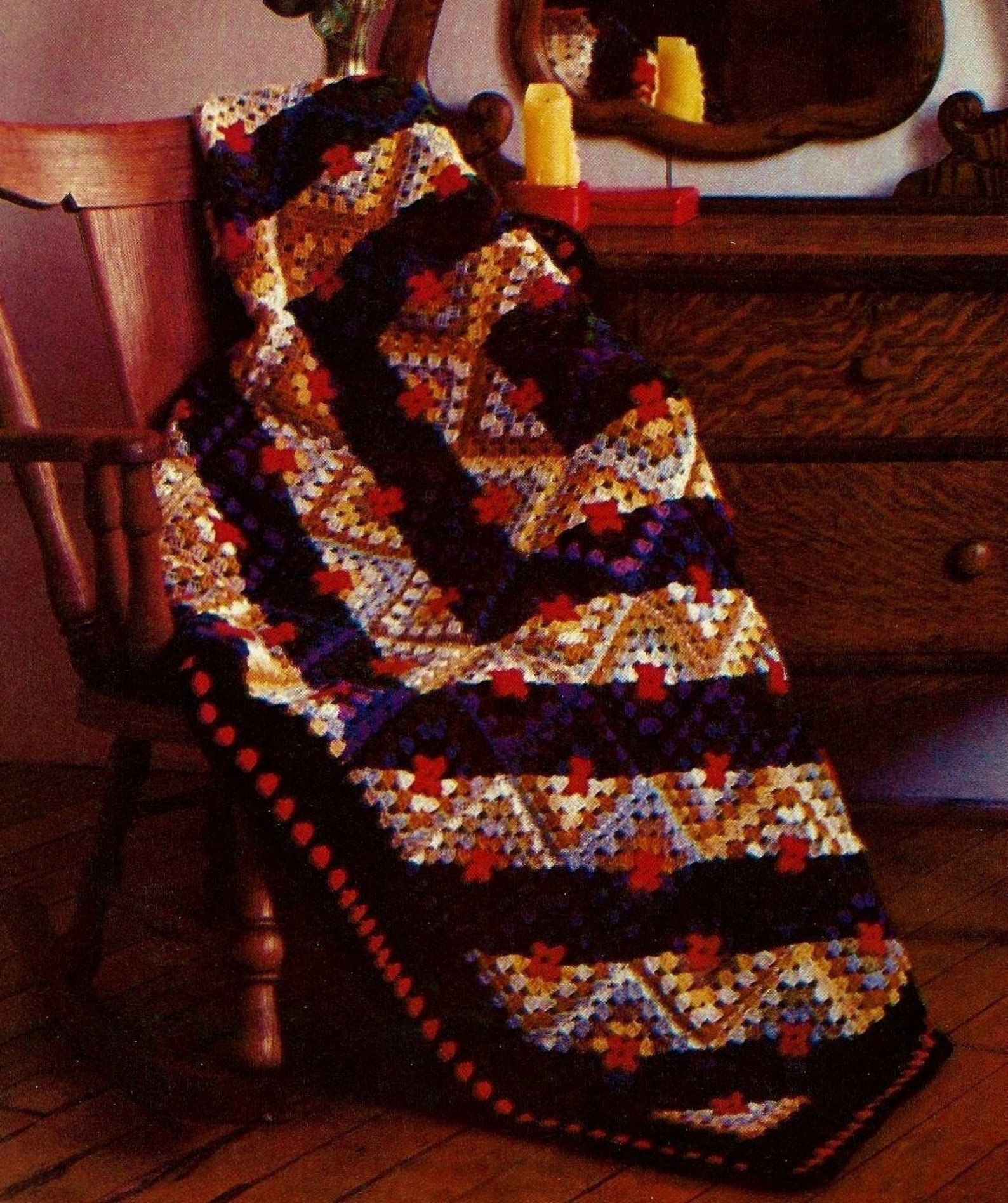 Crocheted Log Cabin Afghan Pattern Digital Download Vintage Crochet ...