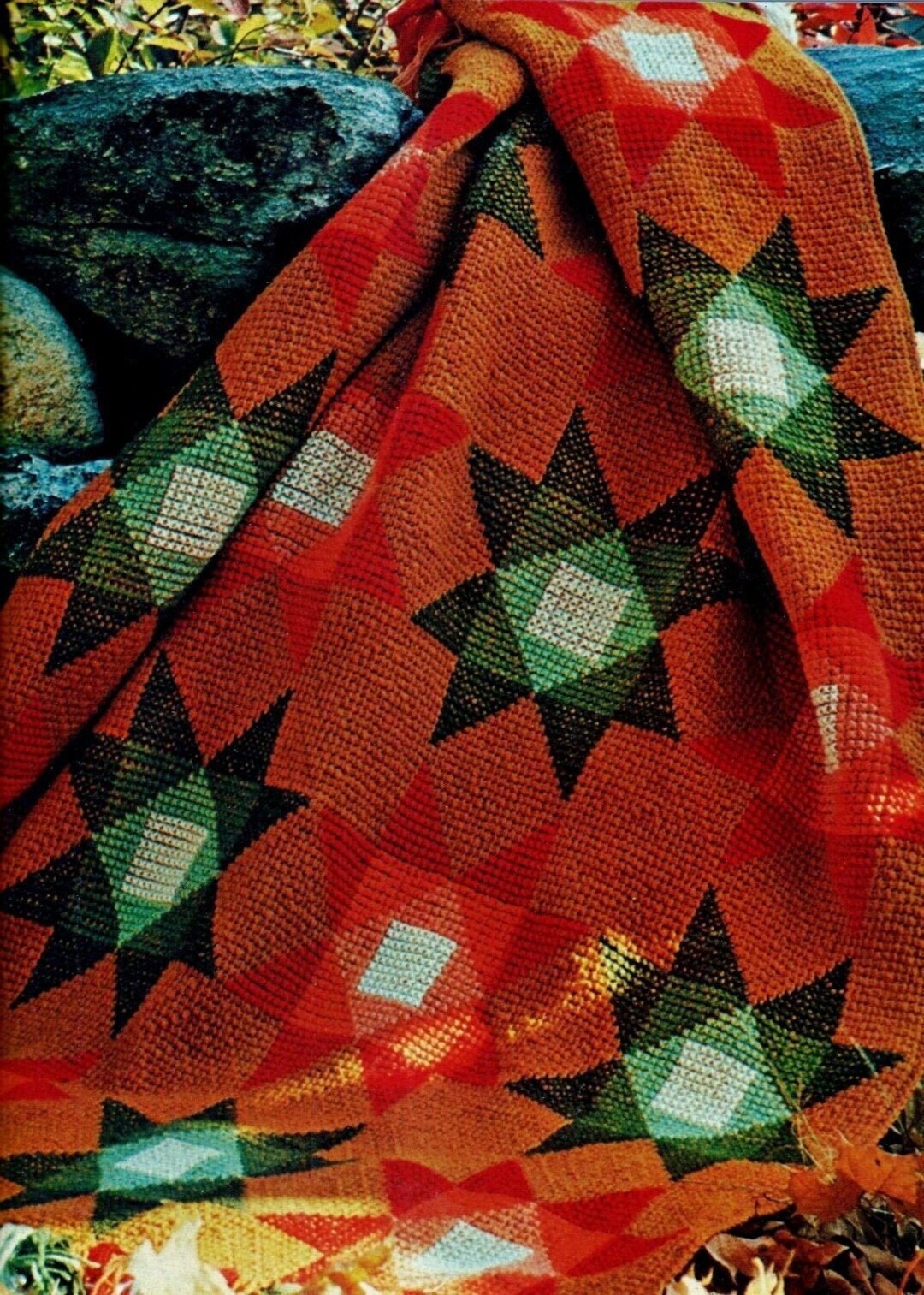 Crocheted Star Afghan Pattern Digital Download Vintage Crochet Pattern ...